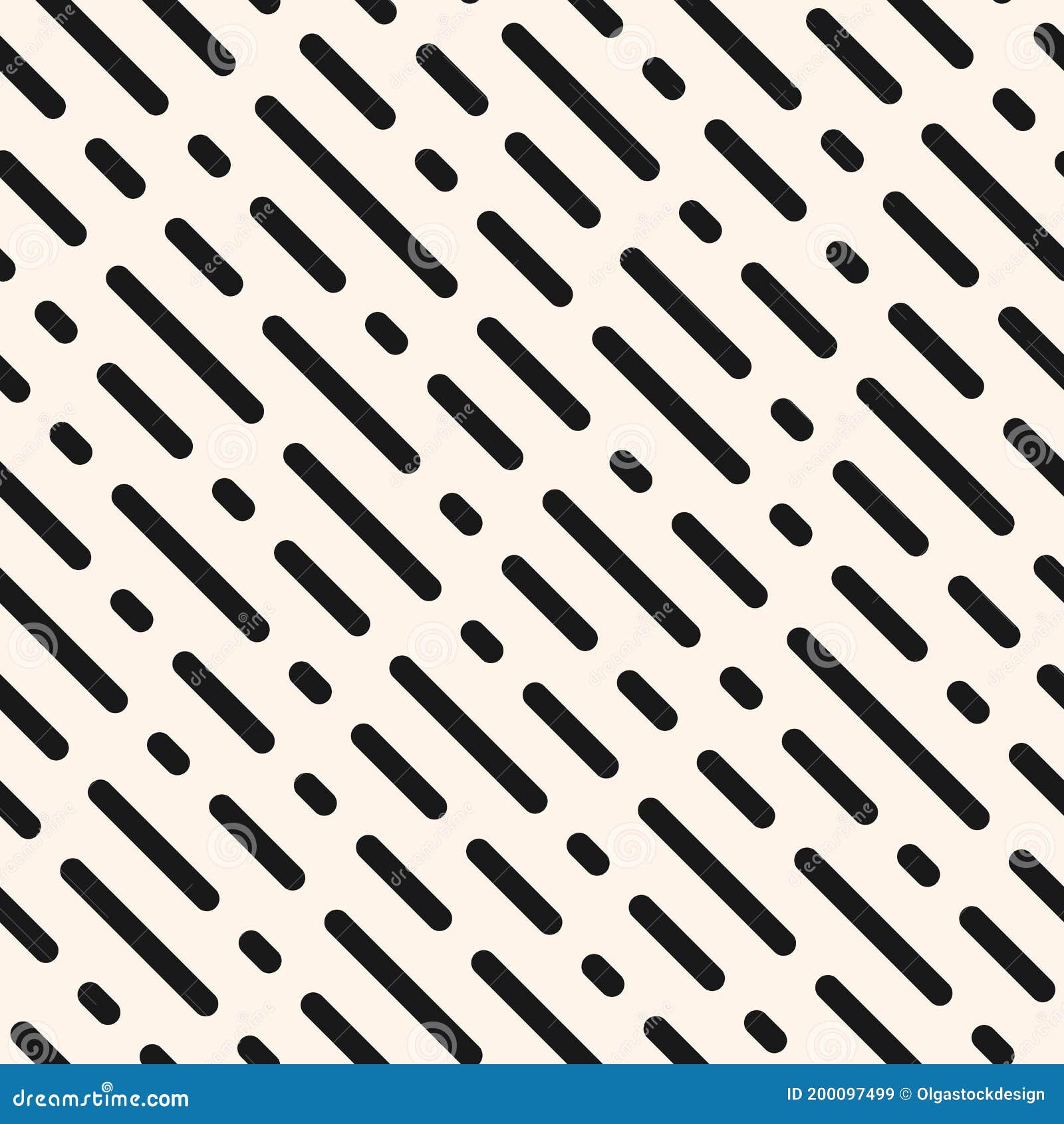 Diagonal Dash Line Pattern. Vector Geometric Black and White Seamless ...