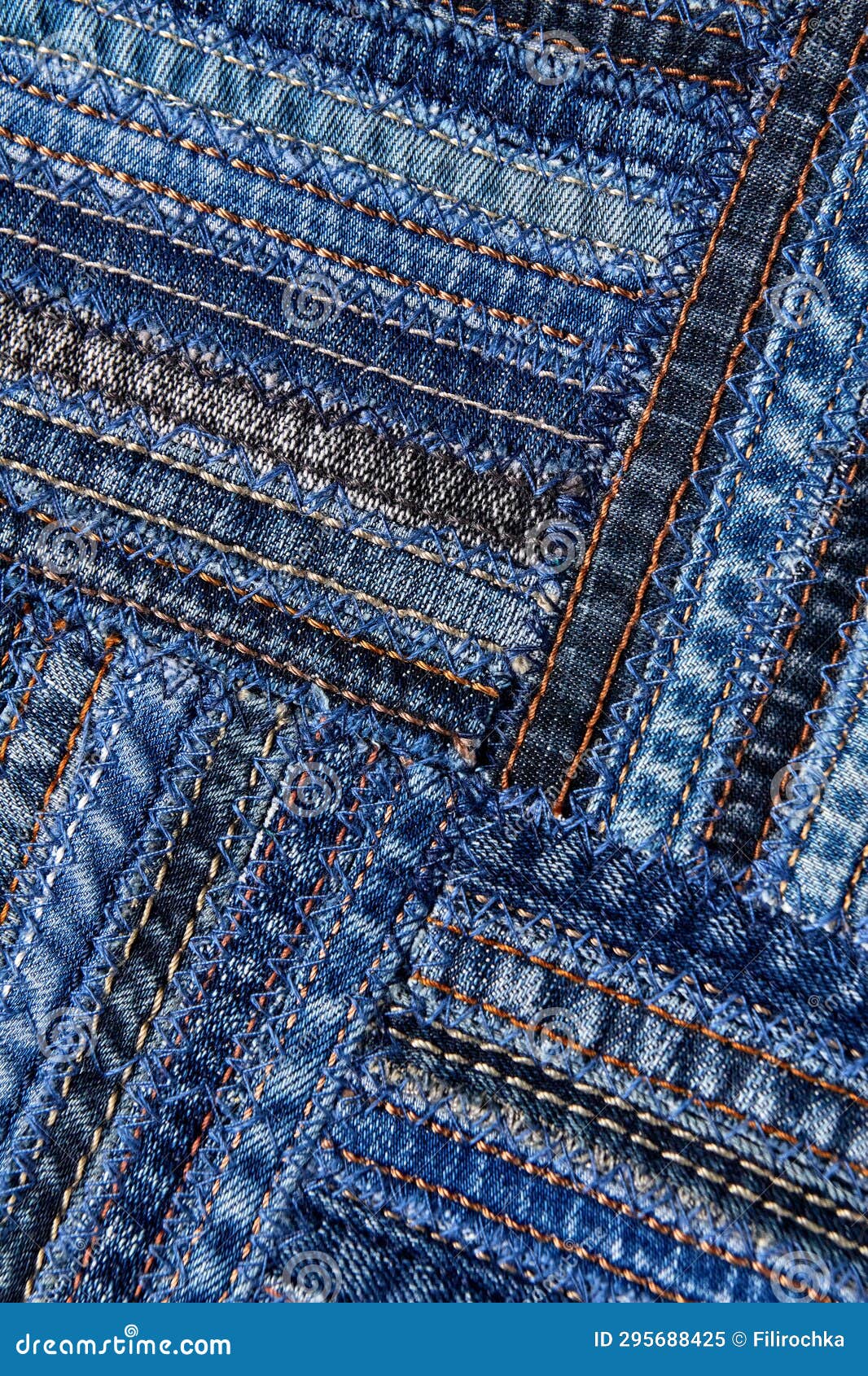 Diagonal Denim Fabric Pattern in Patchwork Style Stock Image - Image of ...