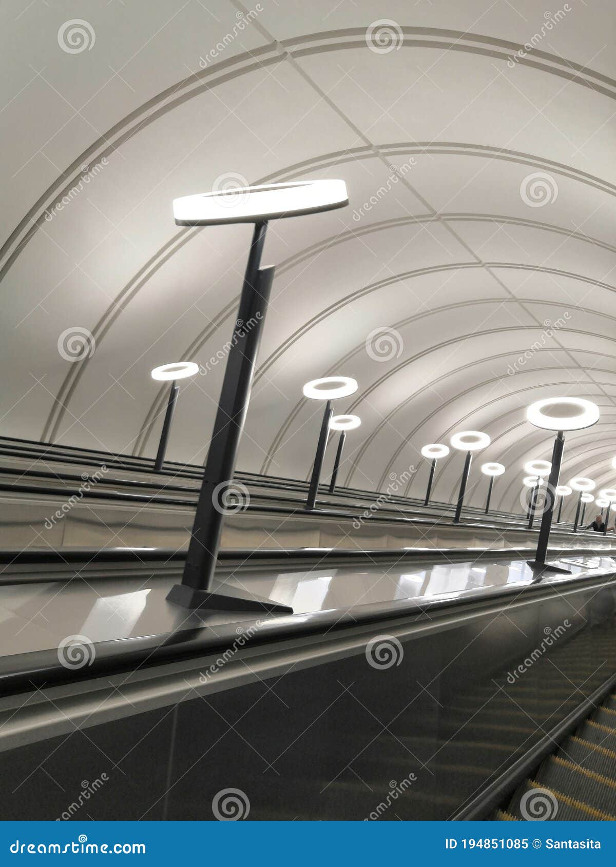 Diagonal Elevators In Motion Blur Moscow Metro Backdrop Royalty-Free ...