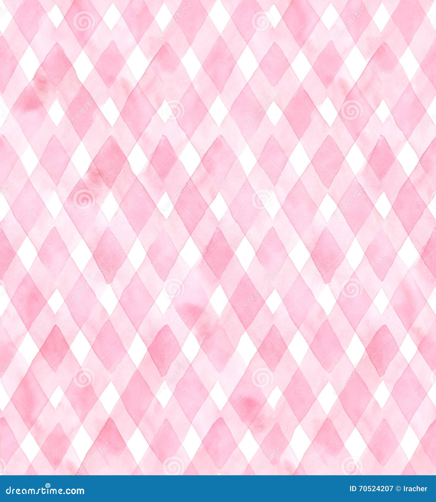 Diagonal Gingham Of Pink Colors On White Background. Watercolor ...