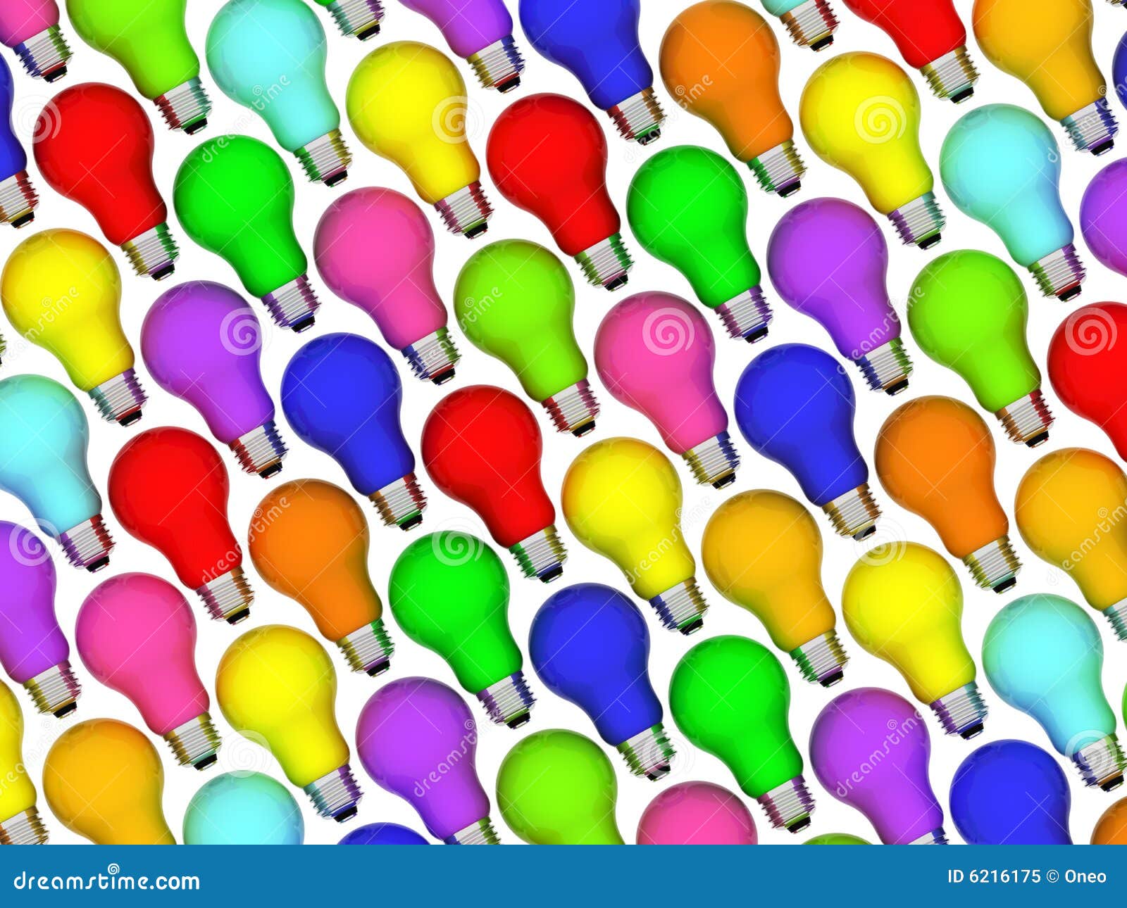 Diagonal Lightbulbs Background of Rainbow Colours Stock Illustration ...