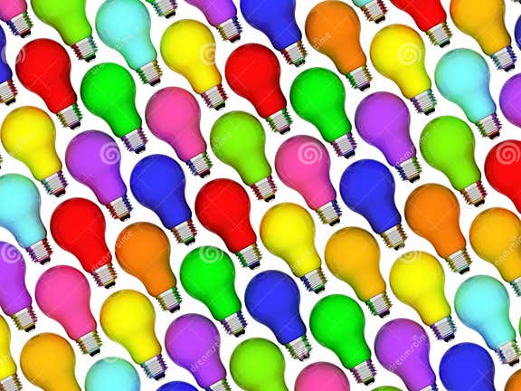 Diagonal Lightbulbs Background of Rainbow Colours Stock Illustration ...