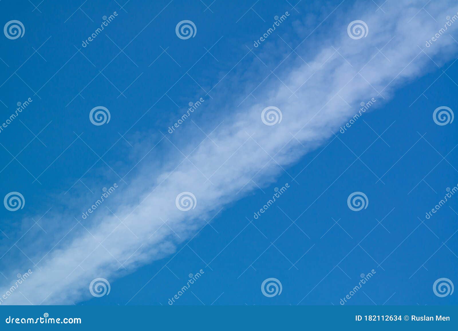 Diagonal Line Clouds Trace of Flied Jet on a Blue Sky Background Stock ...
