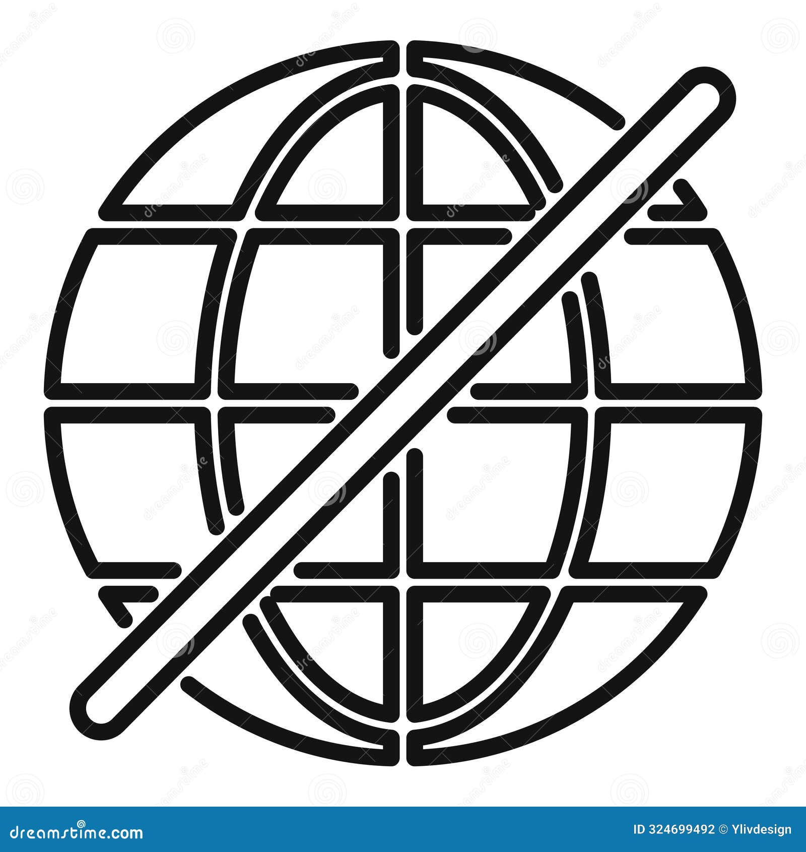 Diagonal Line Crossing Out Globe Representing Global Issues Stock ...