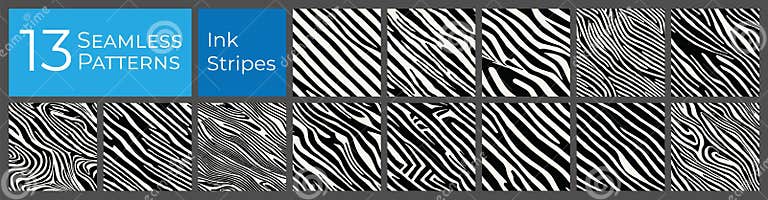 Diagonal Lines Seamless Zebra Pattern Set. Abstract Deco Graphic ...