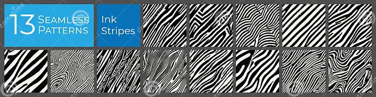 Diagonal Lines Seamless Zebra Pattern Set. Abstract Deco Graphic ...