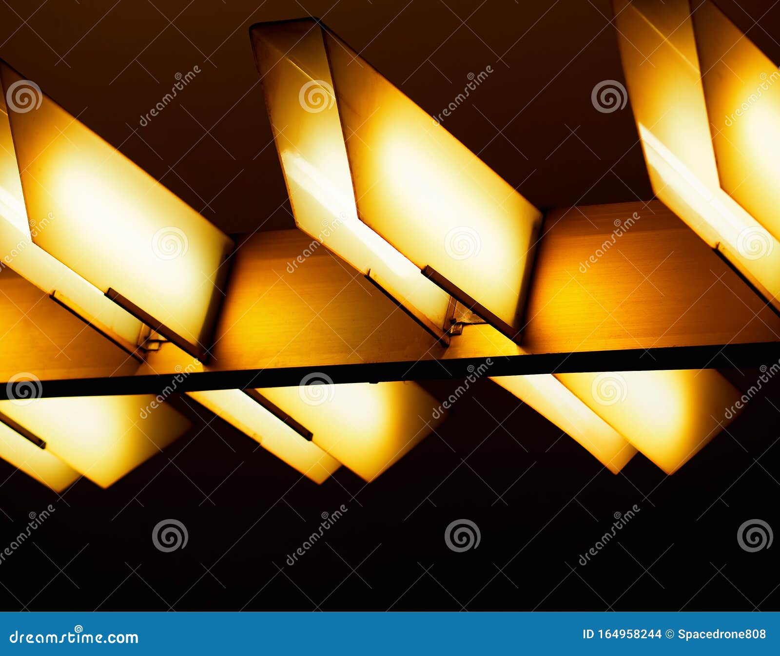 Diagonal Orange Lamps Illumination Background Stock Photo - Image of ...