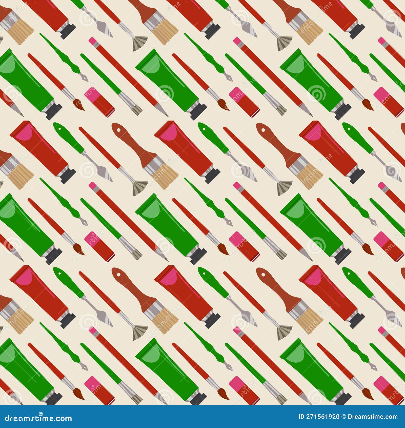 Diagonal Pattern with Artistic Tools. Decoration, Package, Background ...