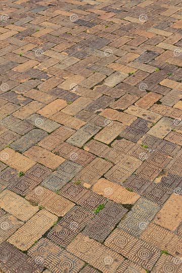 Diagonal Pattern Background of Decorative Brick Pavers Stock Image ...