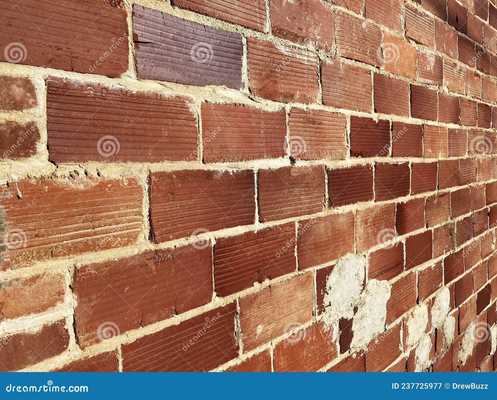 Diagonal Perspective View Old Vintage Red Brick Wall Exterior Structure ...