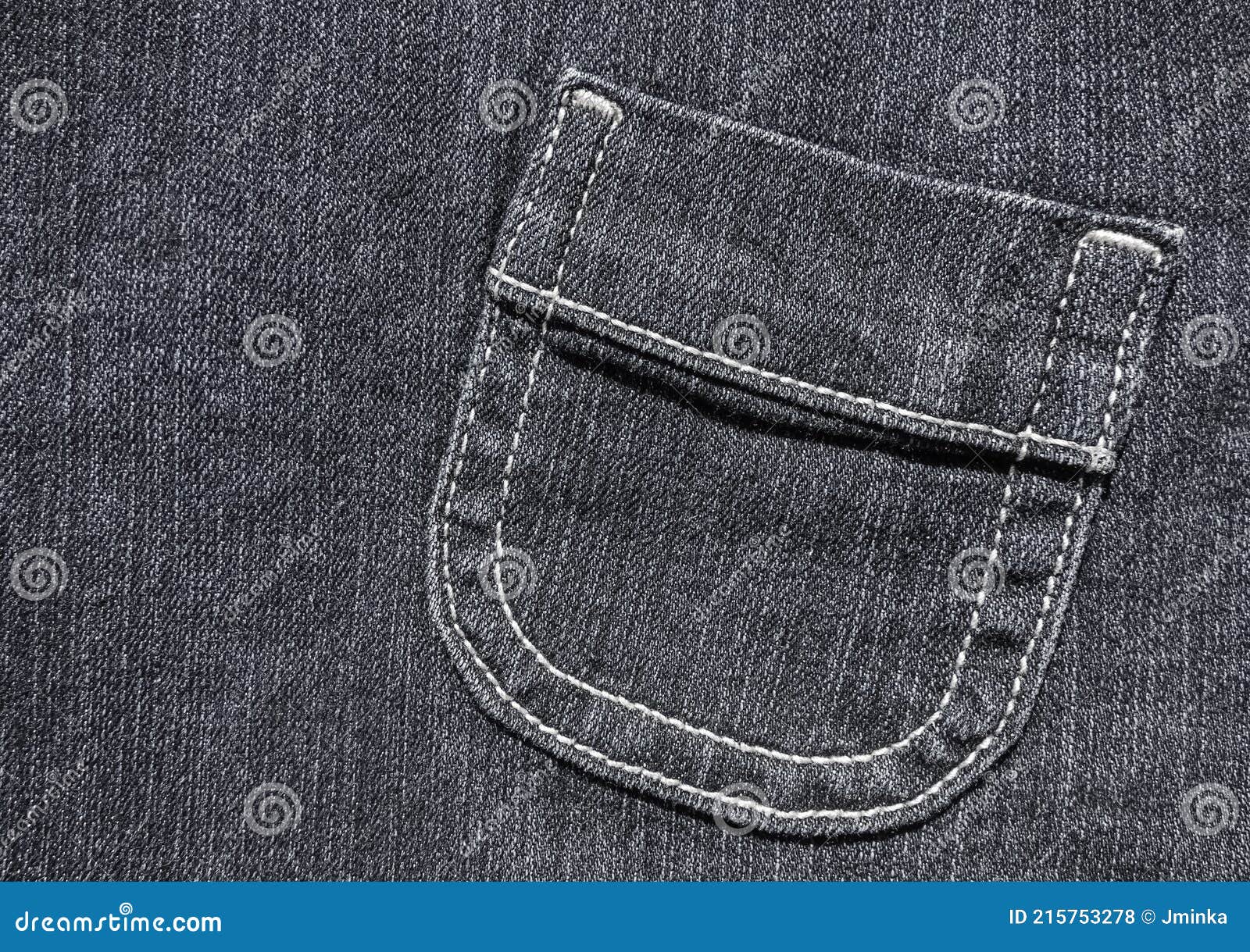 Diagonal Pocket on Black Denim with White Stitches Stock Photo - Image ...