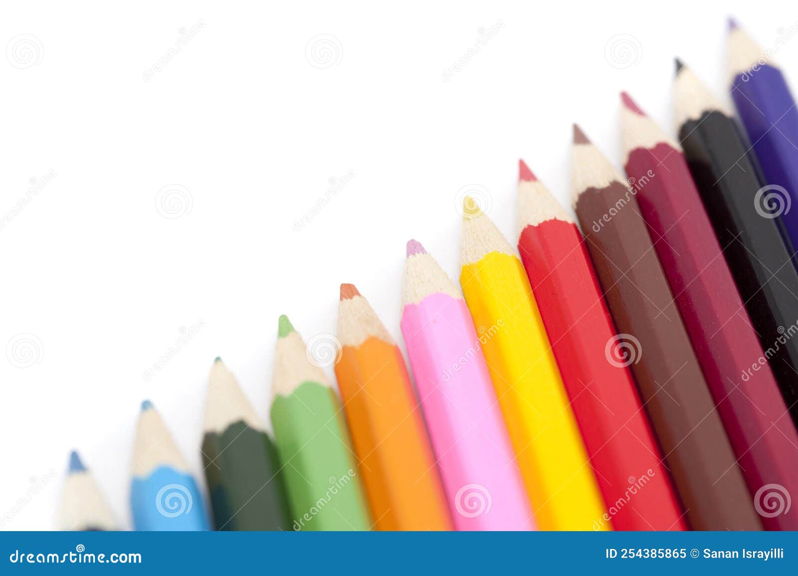 Diagonal Row of Coloured Pencils Stock Image - Image of white, blank ...