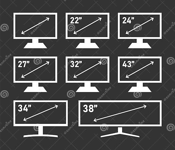 Diagonal Screen Size in Inches, Display Different Diagonal Sizes Stock ...