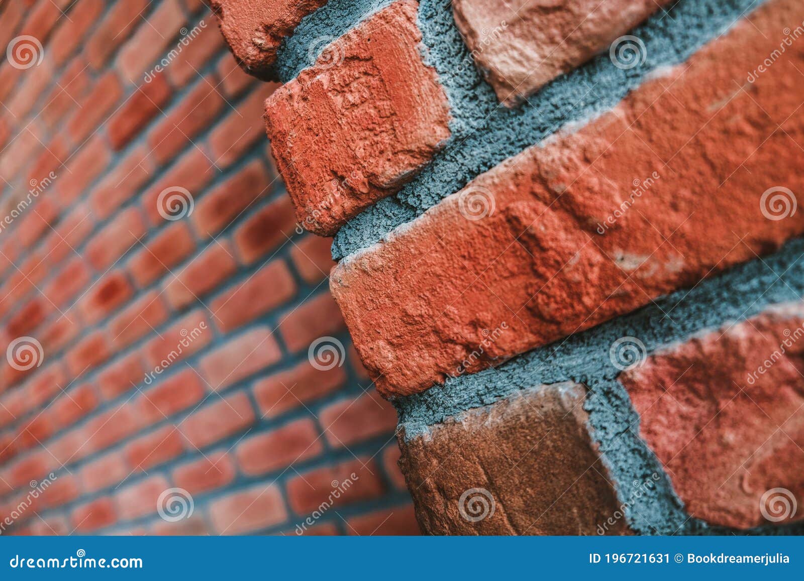 Diagonal Side Angle of a Red Brick Wall Corner. Close Up View of ...