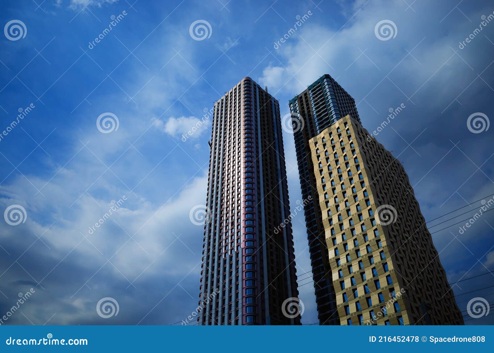 Diagonal Skyscrapers Under Construction Background Stock Photo - Image ...