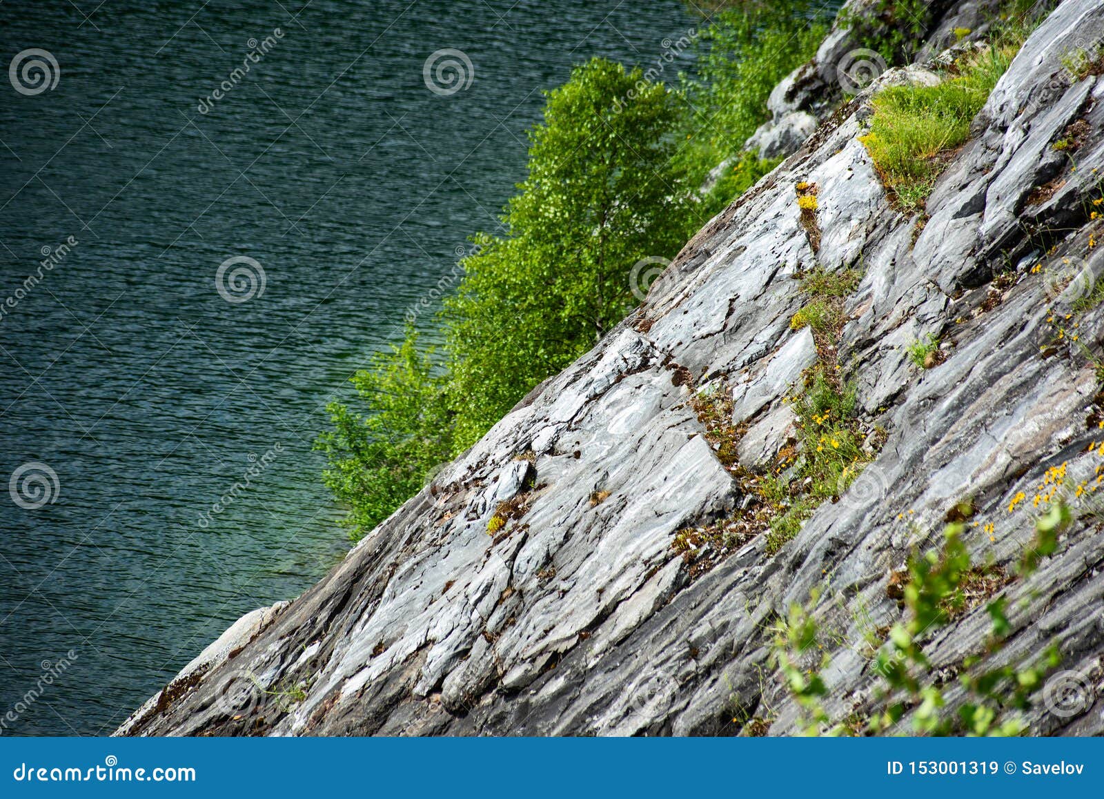 Diagonal Slope of a Rock with Greenery Stock Image - Image of travel ...