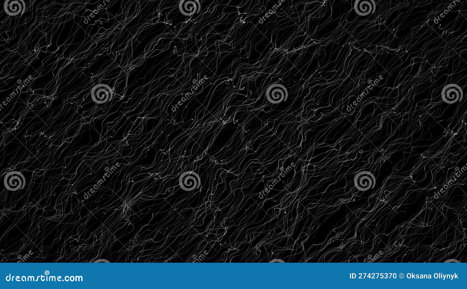 A Diagonal Stream of White Wriggling Threads on a Black Background ...