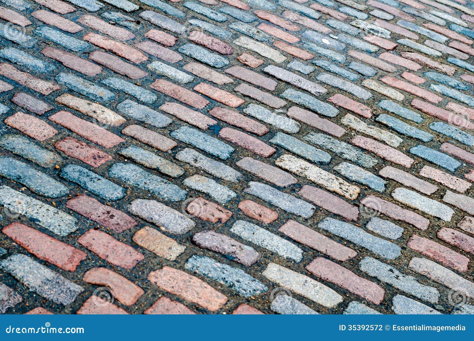 Diagonal Street Cobbles stock photo. Image of cement - 35392572