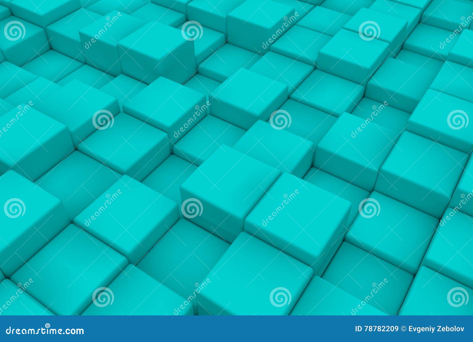 Diagonal Surface Made of Cyan Cubes Stock Illustration - Illustration ...