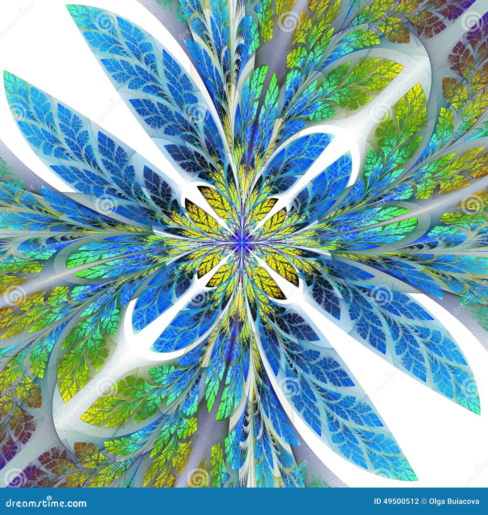 Diagonal Symmetrical Pattern of the Leaves in Blue. Collection - Stock ...