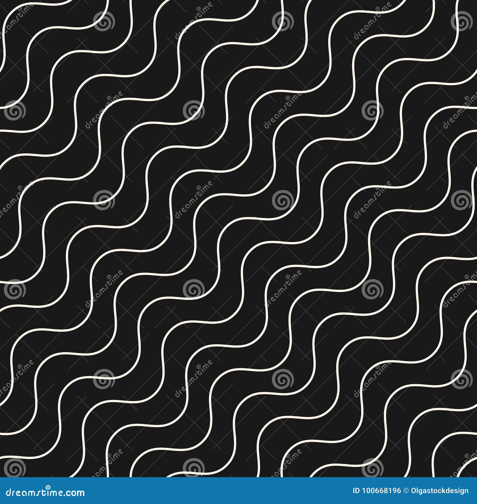 Diagonal Thin Wavy Lines Vector Seamless Pattern. Stock Vector ...