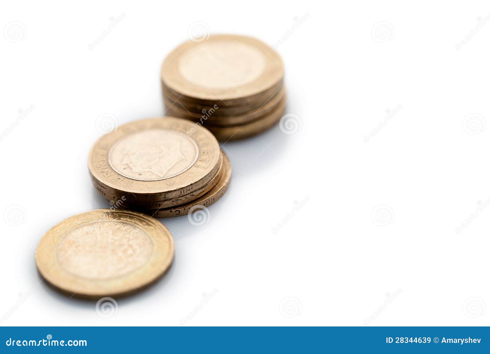 A Diagonal of the Three Isolated Stacks of Coins Stock Image - Image of ...