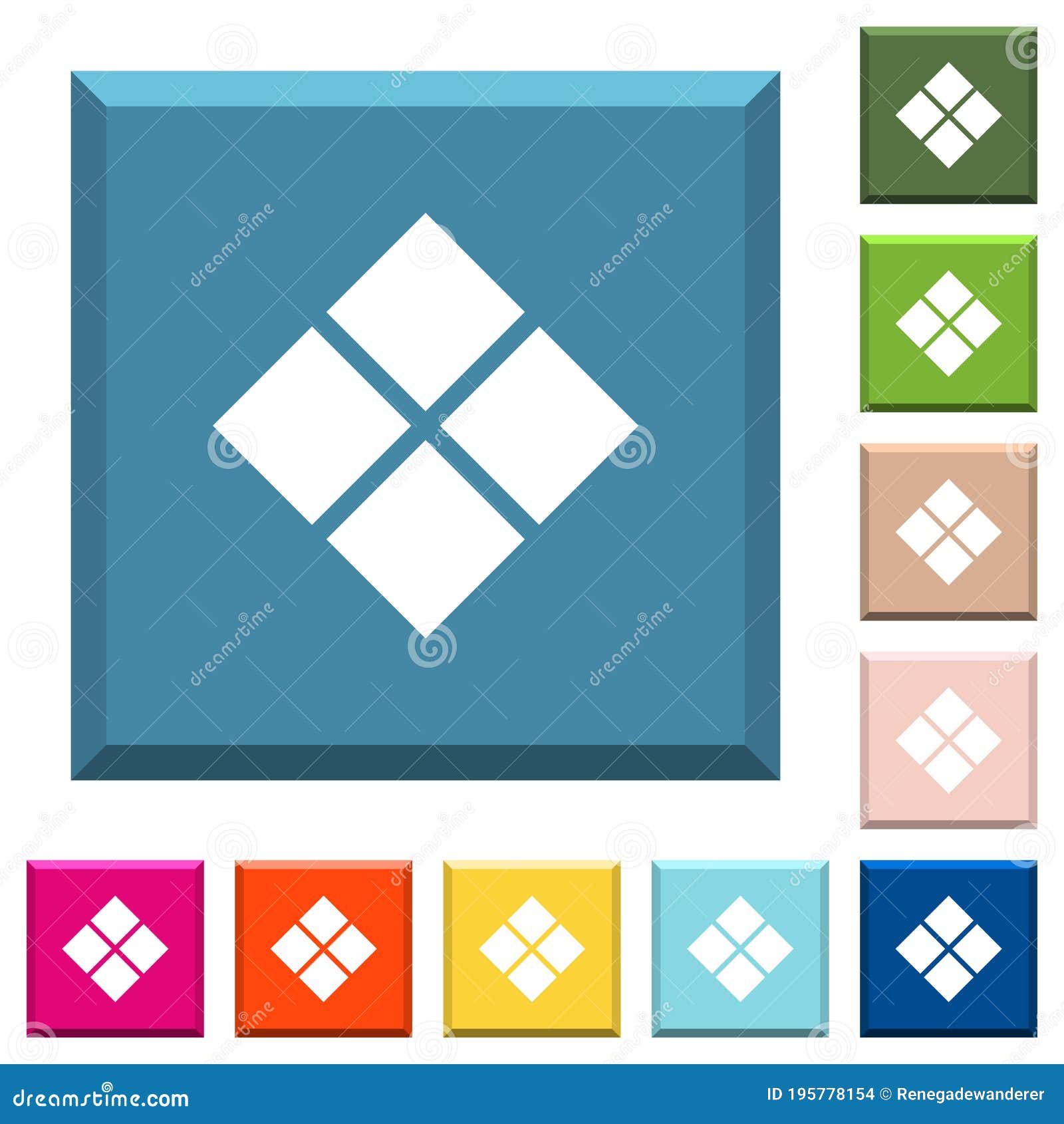 Diagonal Tile Pattern White Icons on Edged Square Buttons Stock Vector ...