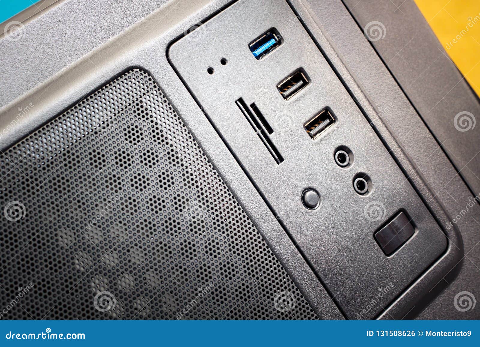 Diagonal View of the Computer Panel with Communication Connectors: Usb ...