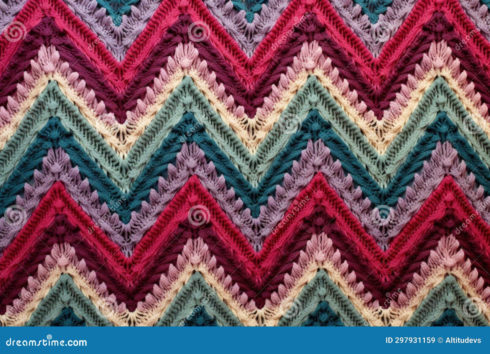 Diagonal View of a Crochet Scarf with Repeating Patterns Stock Image ...