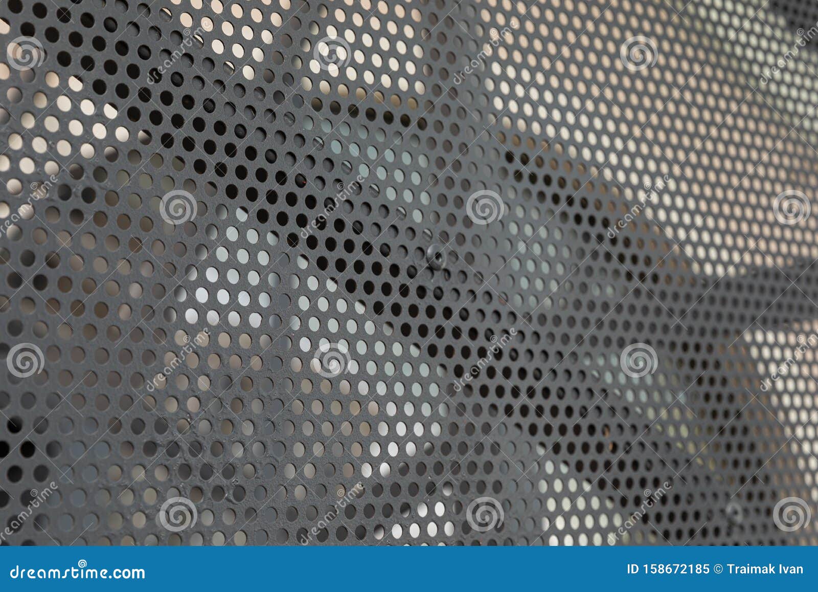 Diagonal View of Gray Perforated Metal Panel at Building Facade Stock ...