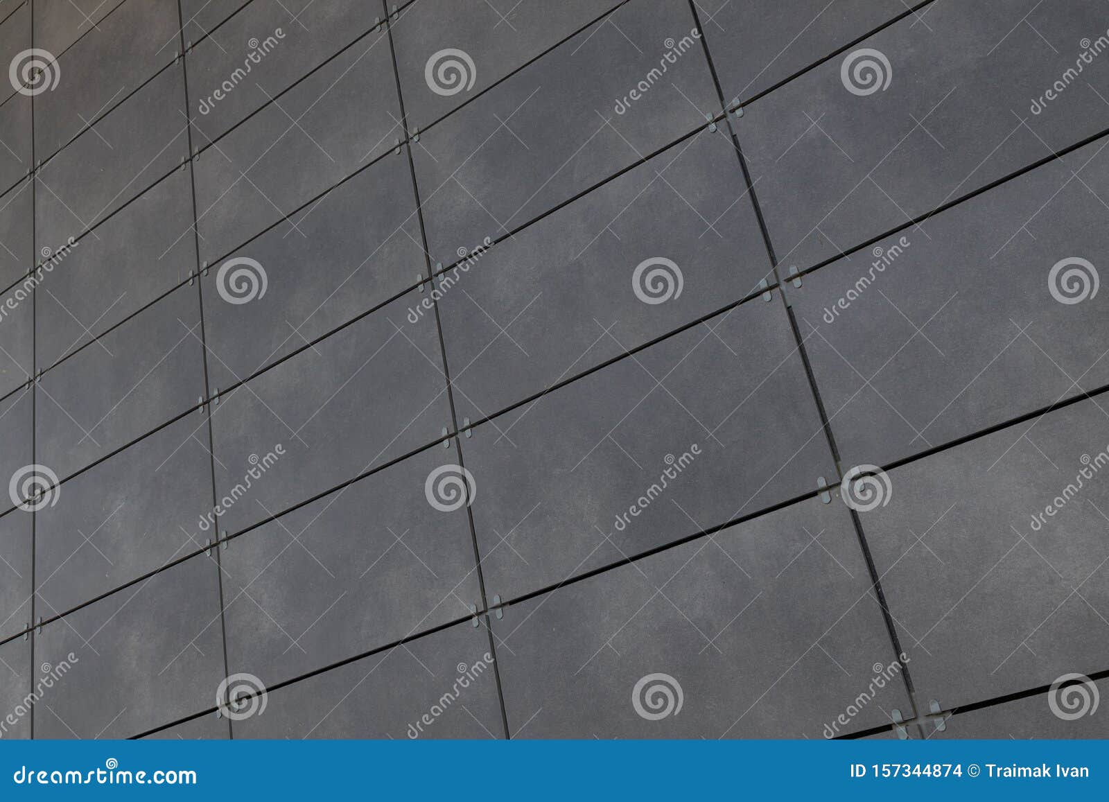 Diagonal View Of Smooth Gray Rectangular Tile On Wall, For Background ...