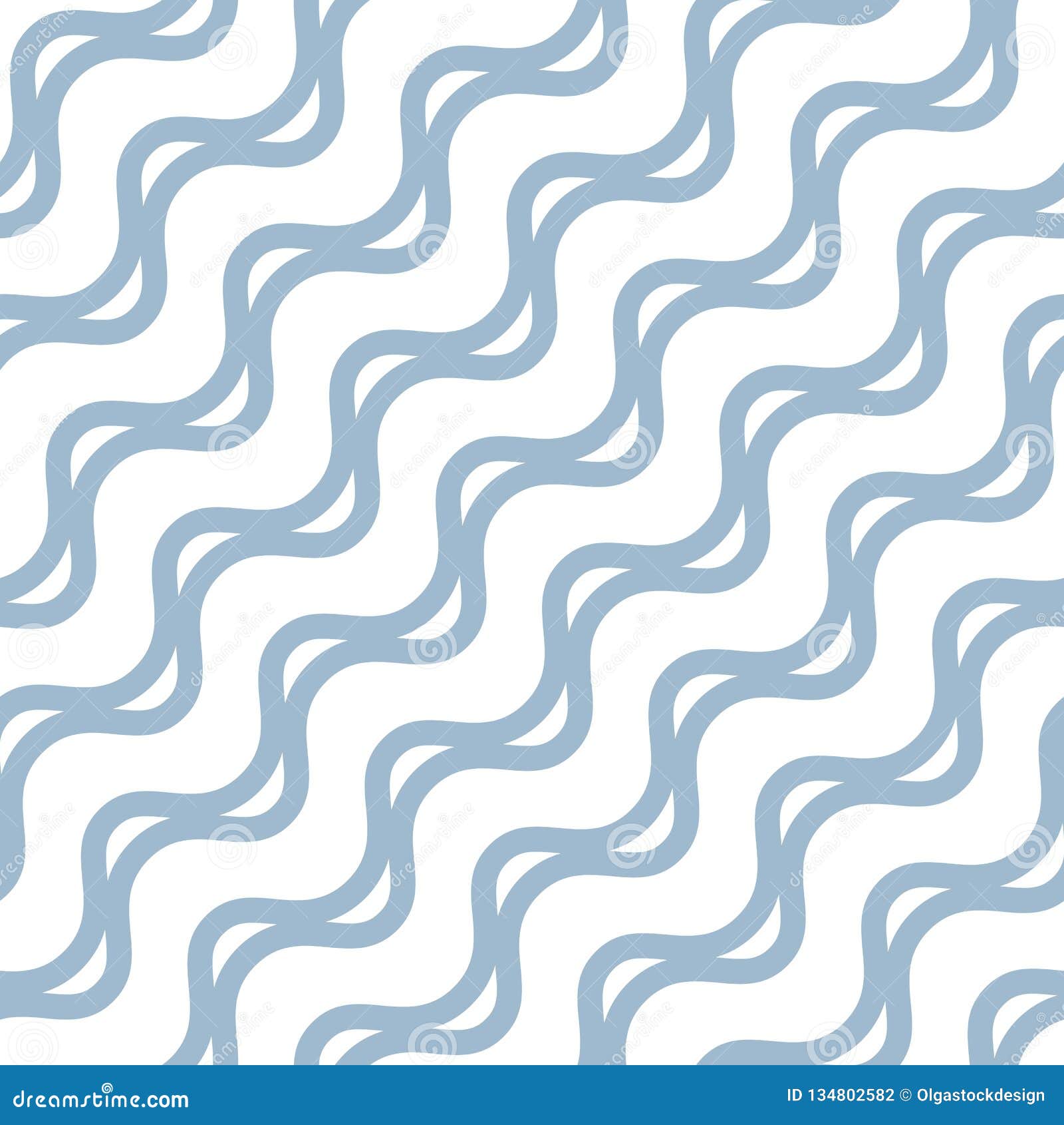 Vector Blue and White Seamless Pattern with Wavy Lines, Diagonal Waves ...