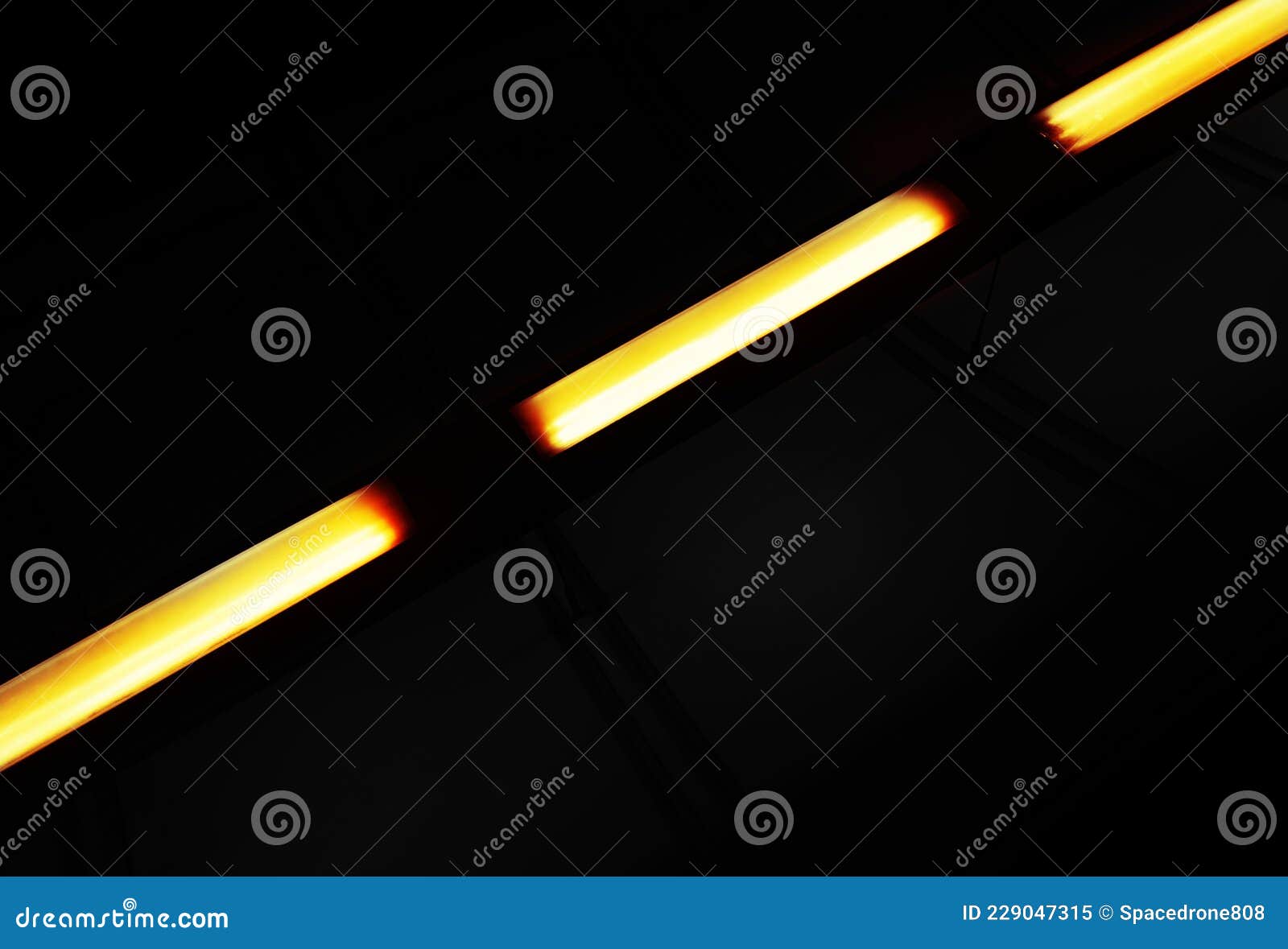 Diagonal Yellow Light Lamps Black Backdrop Stock Image - Image of ...