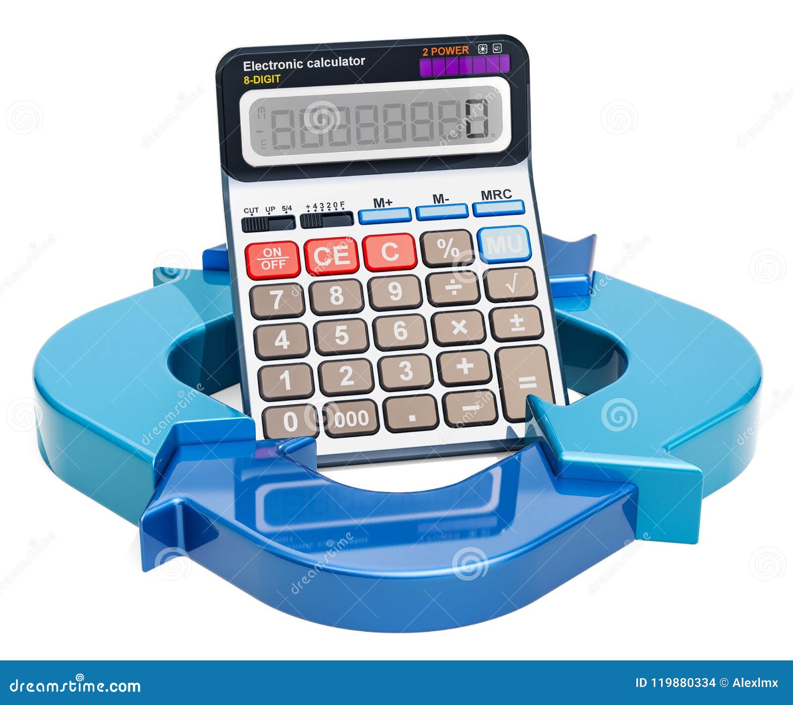 Diagram from Arrows with Calculator, 3D Rendering Stock Illustration ...