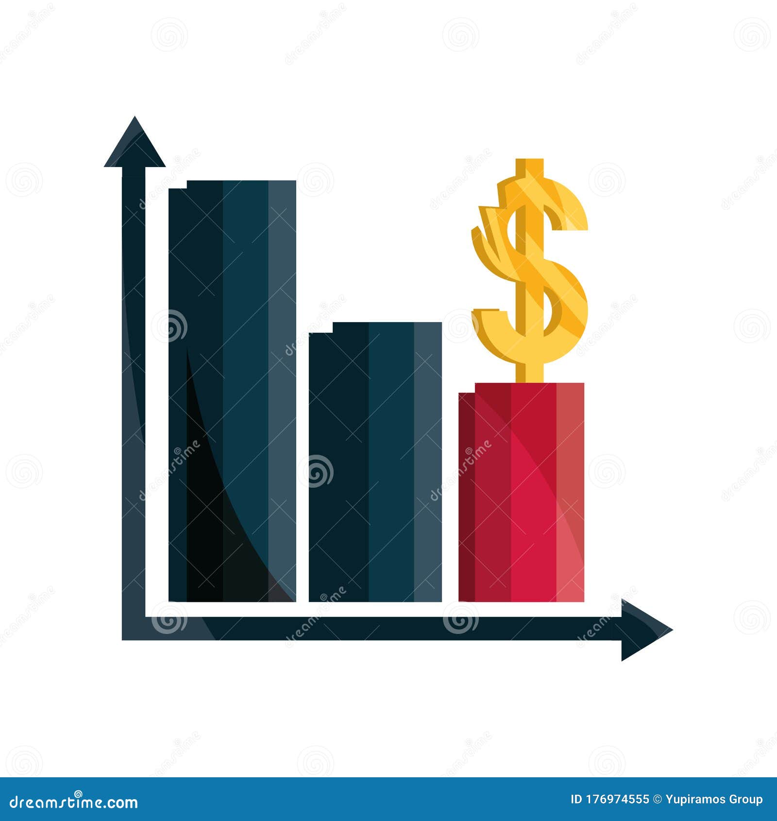 Diagram Bars Decrease Money Business Stock Market Crash Isolated Icon ...