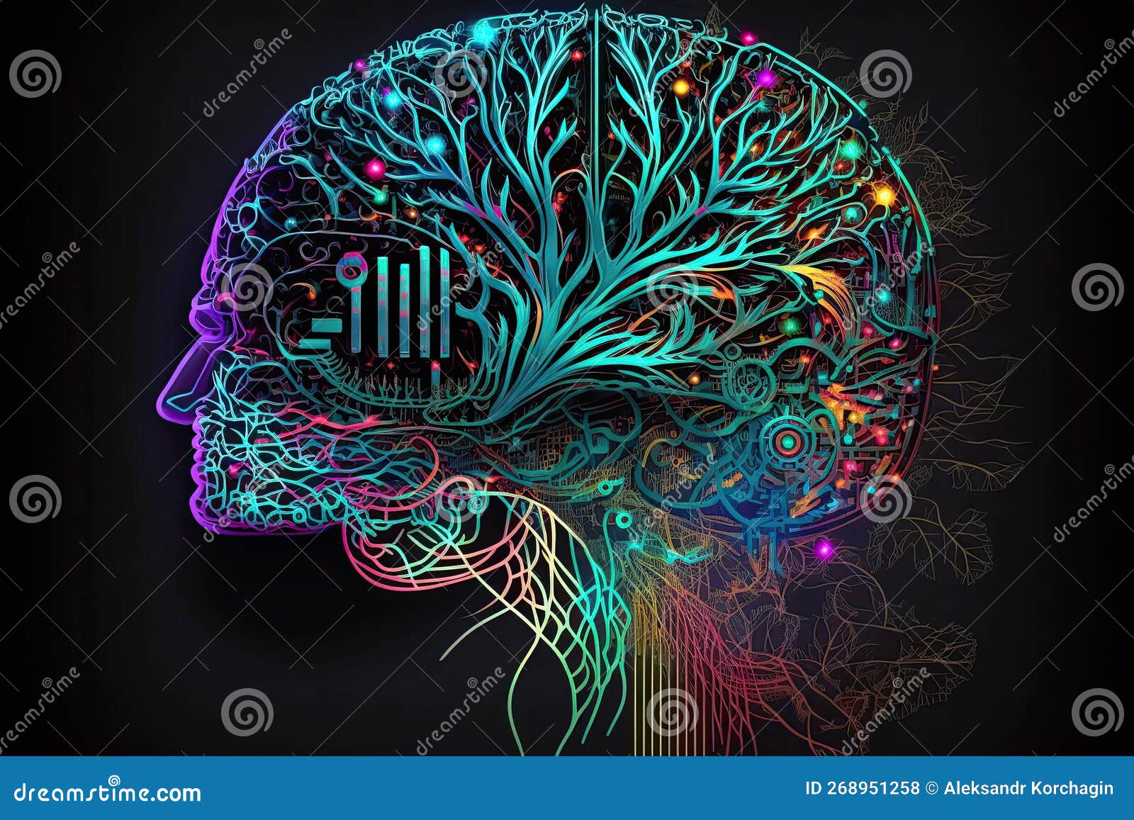 Diagram of Brain of a Artificial Intelligence with a Computing ...