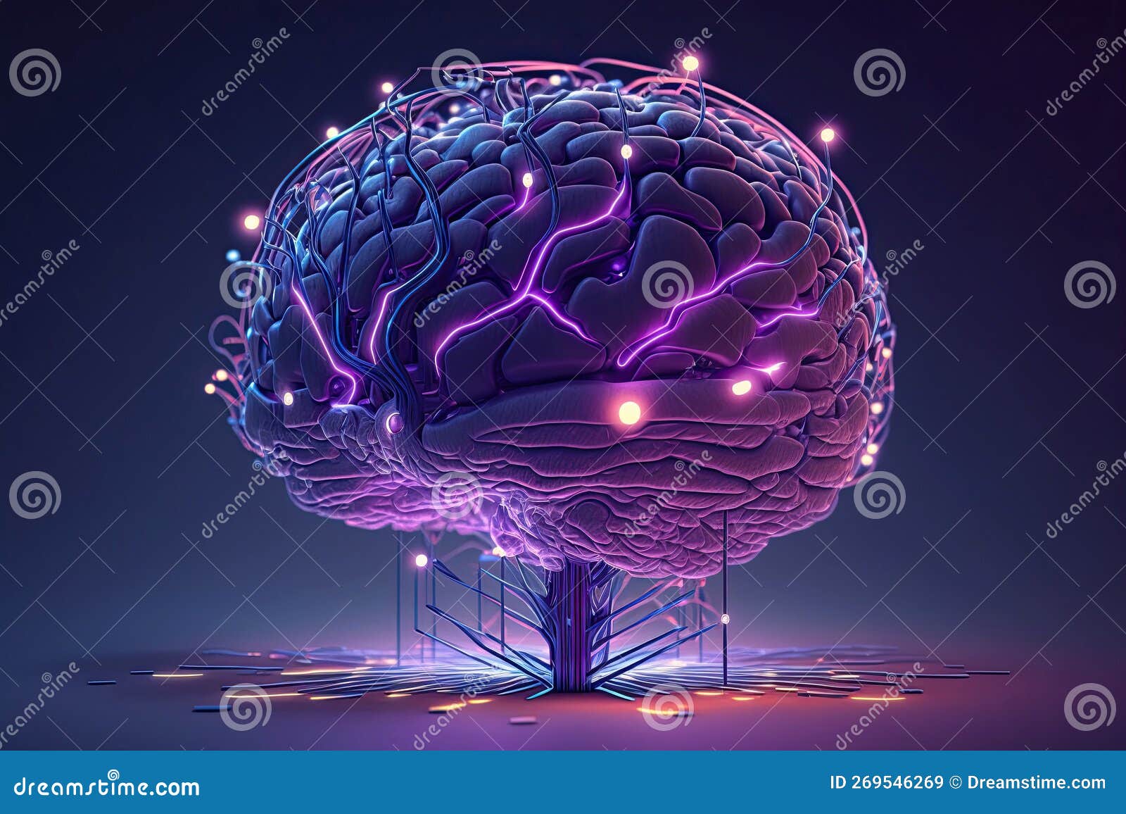 Diagram of Brain of Artificial Intelligence with a Computing Processor ...