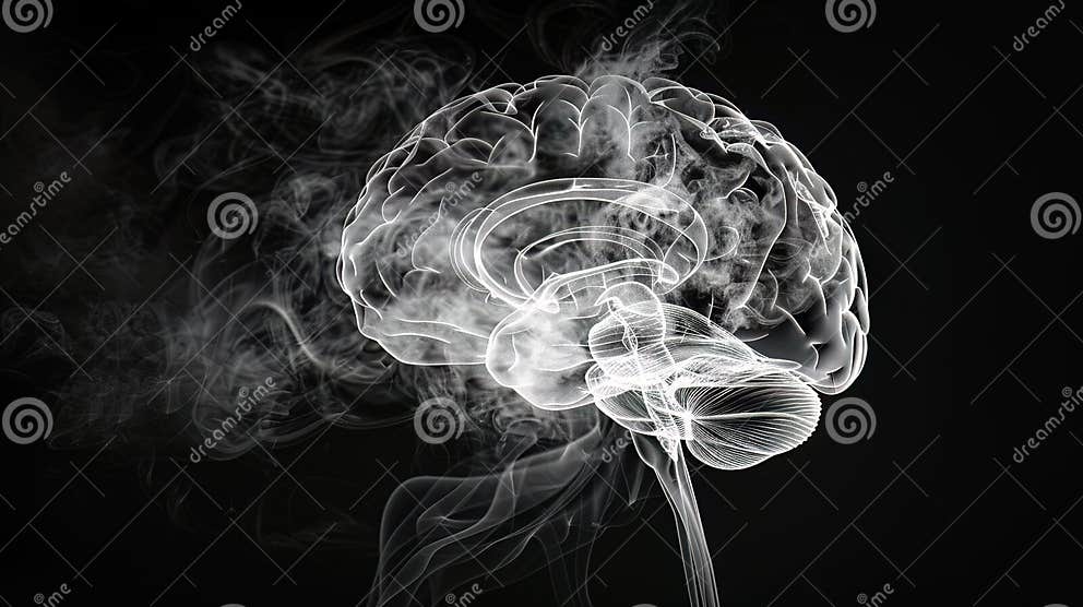 Diagram of a Brain Clouded by Smoke Symbolizing Impaired Cognitive ...