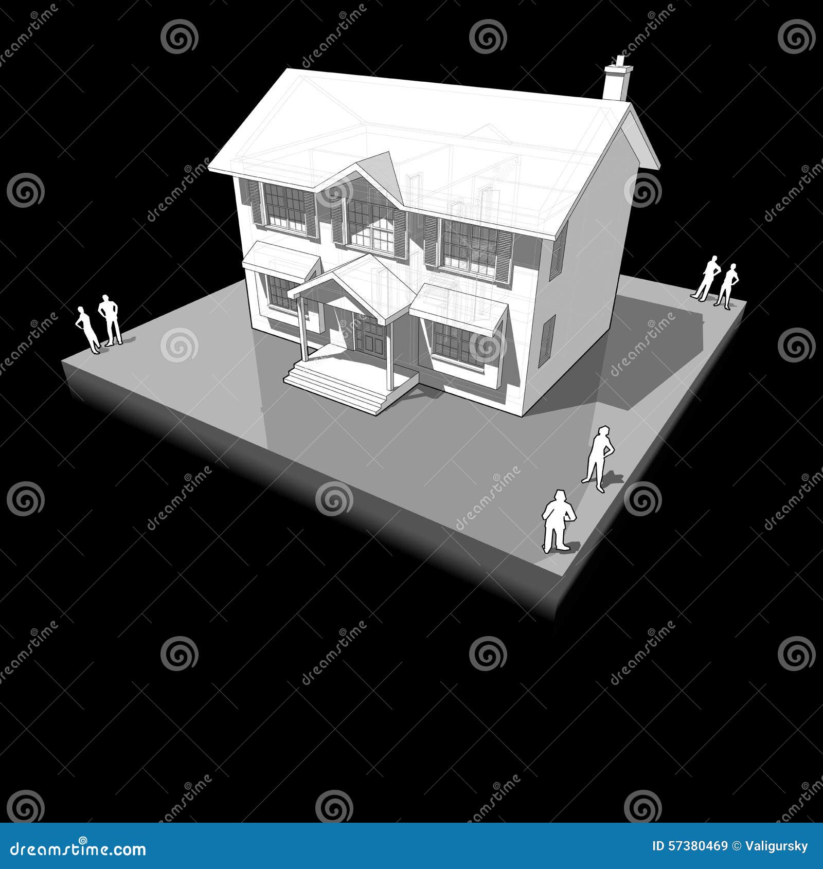 Diagram of a Classic Colonial House Stock Vector - Illustration of ...