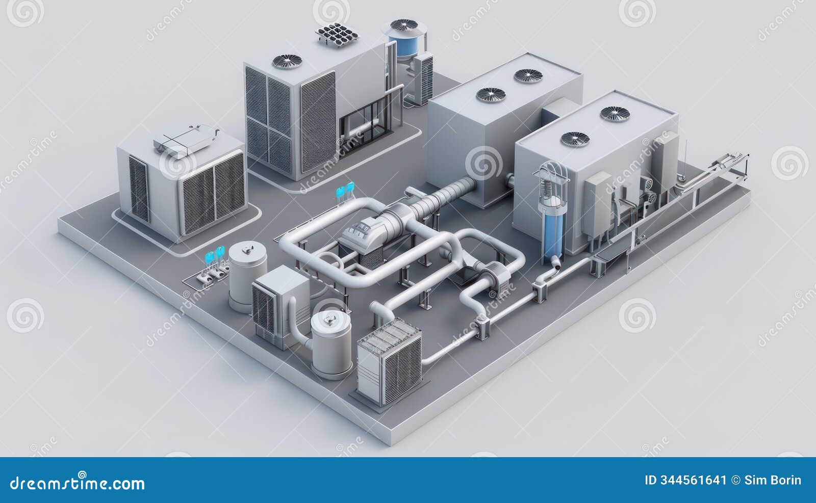Commercial HVAC System With Compressor For Heat Exchange Outline ...