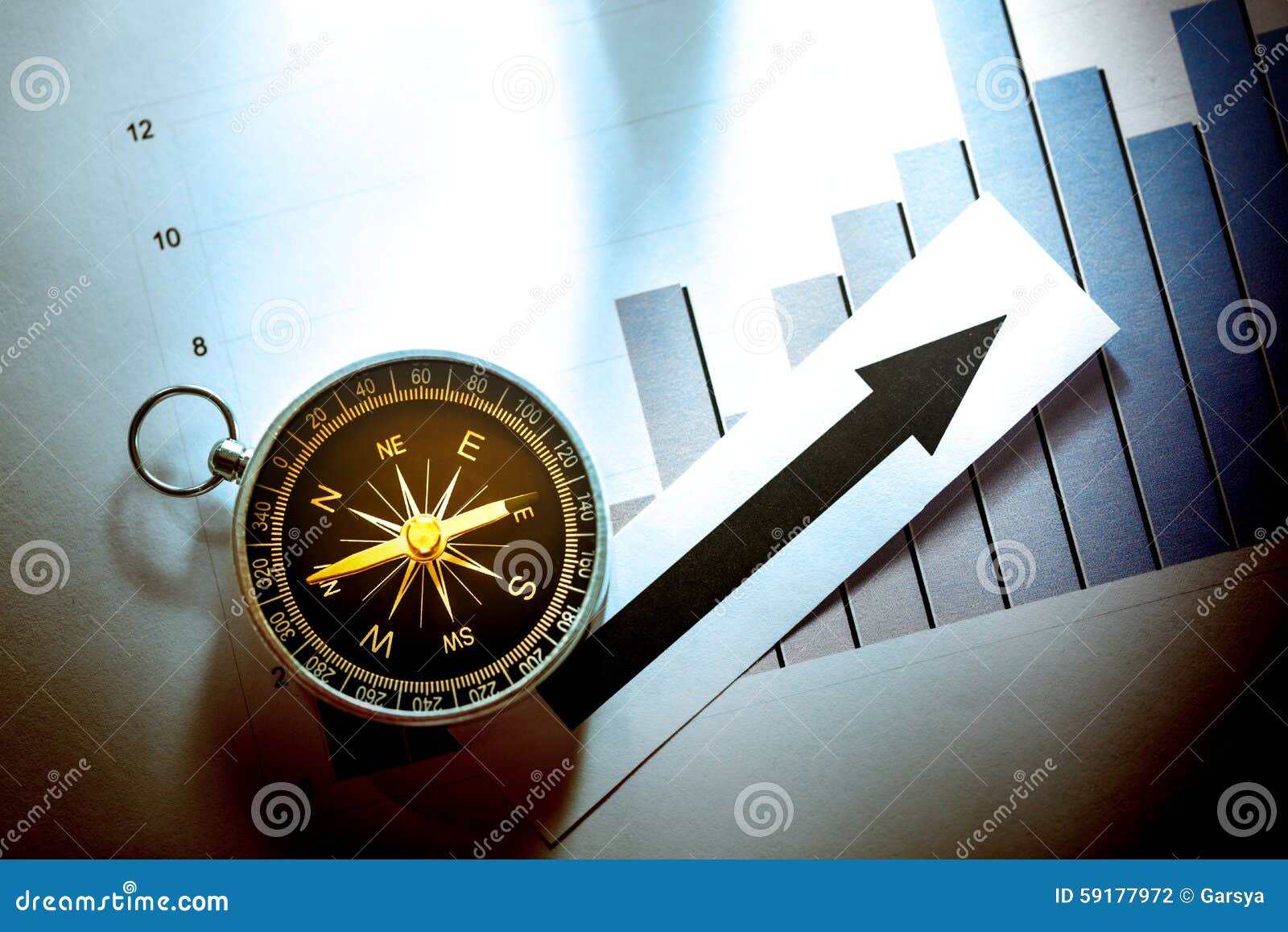 Diagram Concept with Compass and Arrow Stock Photo - Image of market ...