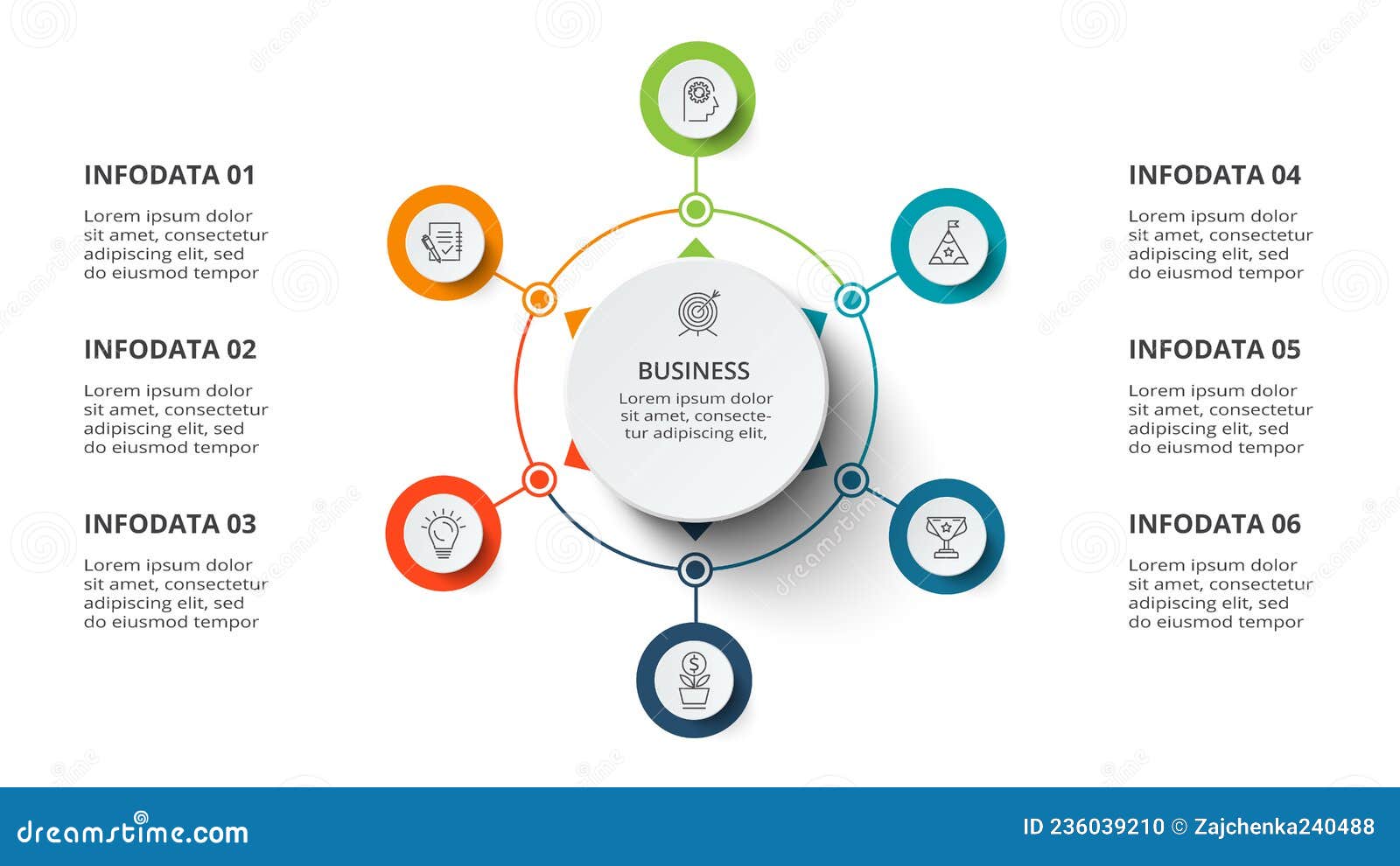Diagram Concept for Infographic with 6 Steps, Options, Parts or ...