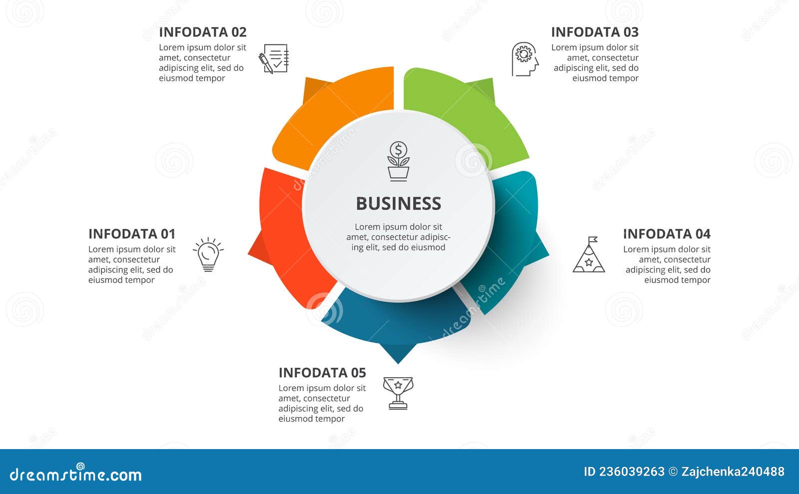 Diagram Concept for Infographic with 5 Steps, Options, Parts or ...