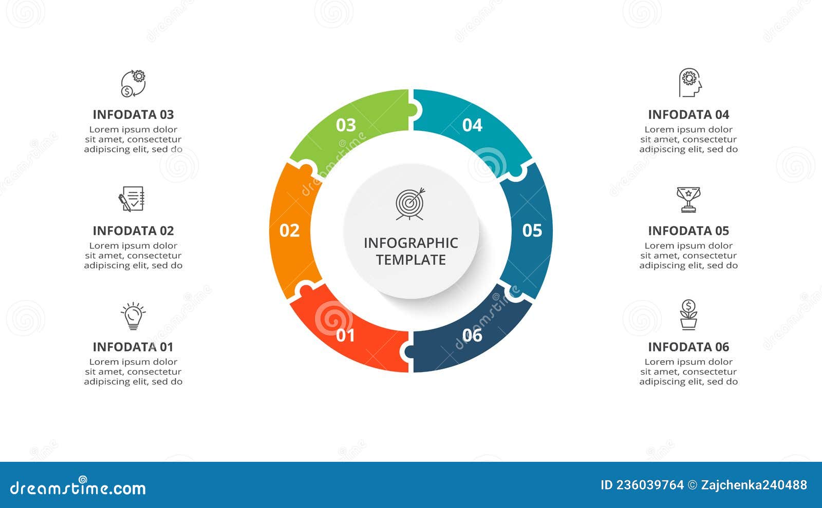 Diagram Concept for Infographic with 6 Steps, Options, Parts or ...