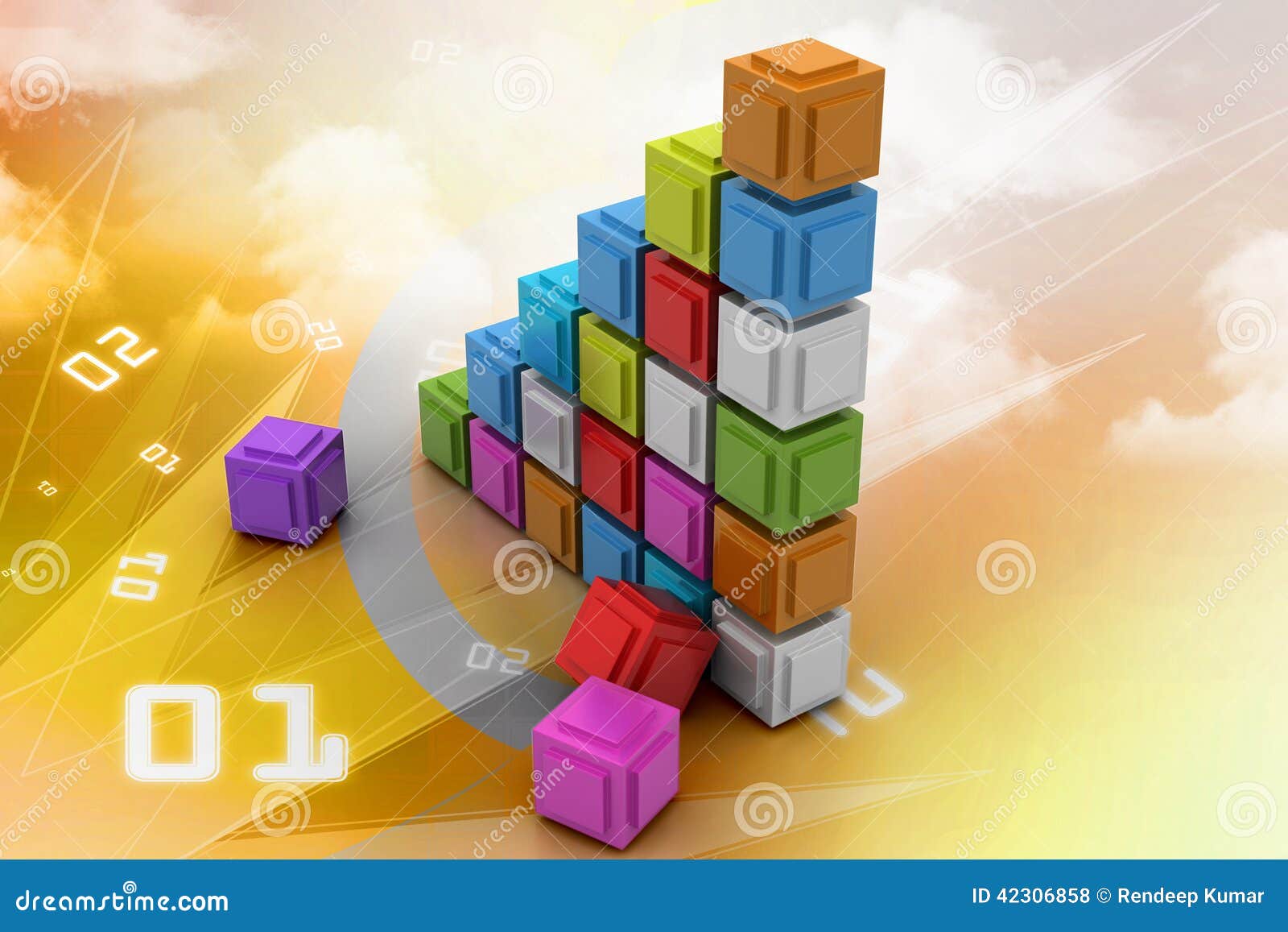 The Diagram Consisting of Several Cubes of Different Colours Stock ...