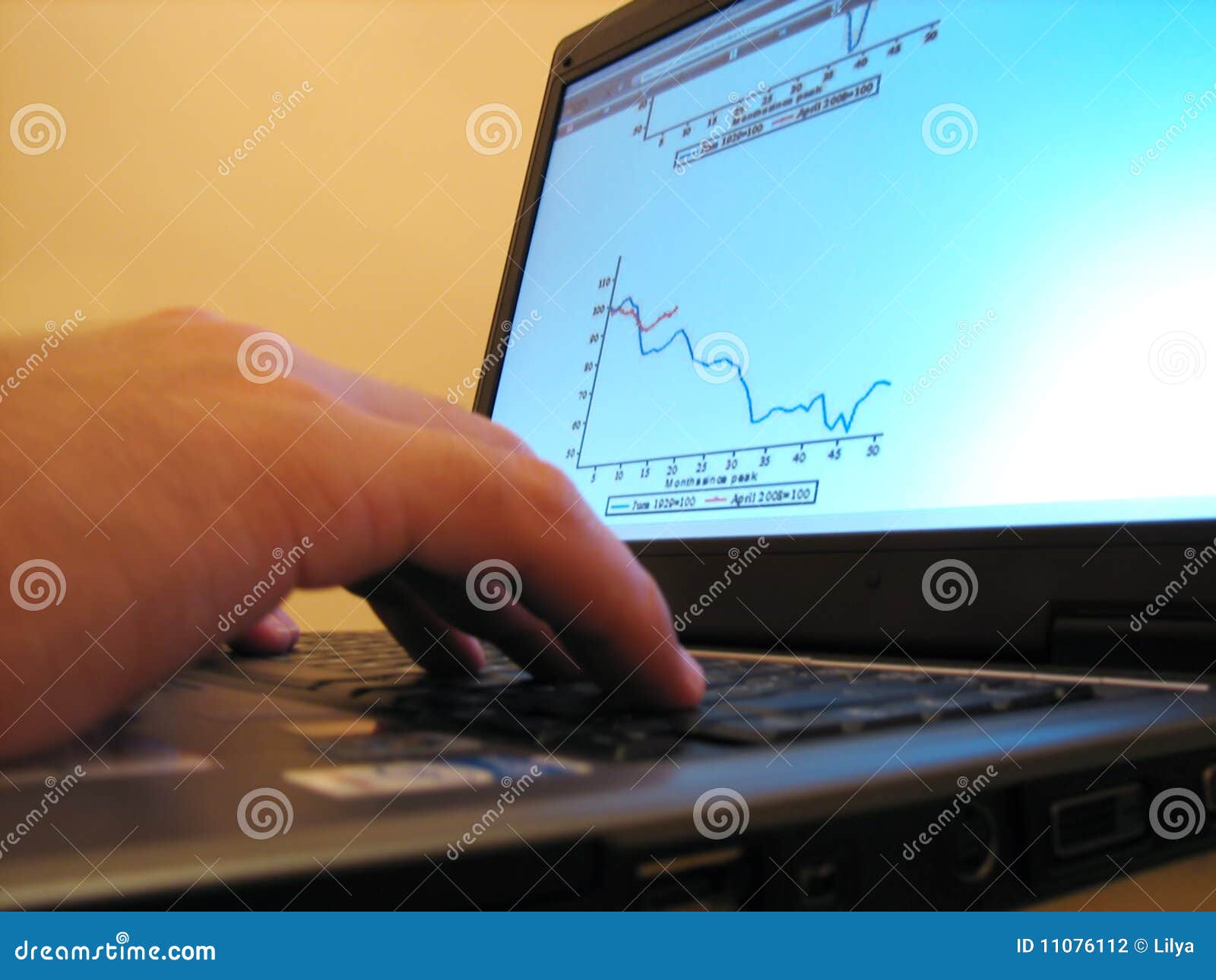 Diagram of Crisis on the Laptop Stock Photo - Image of human ...