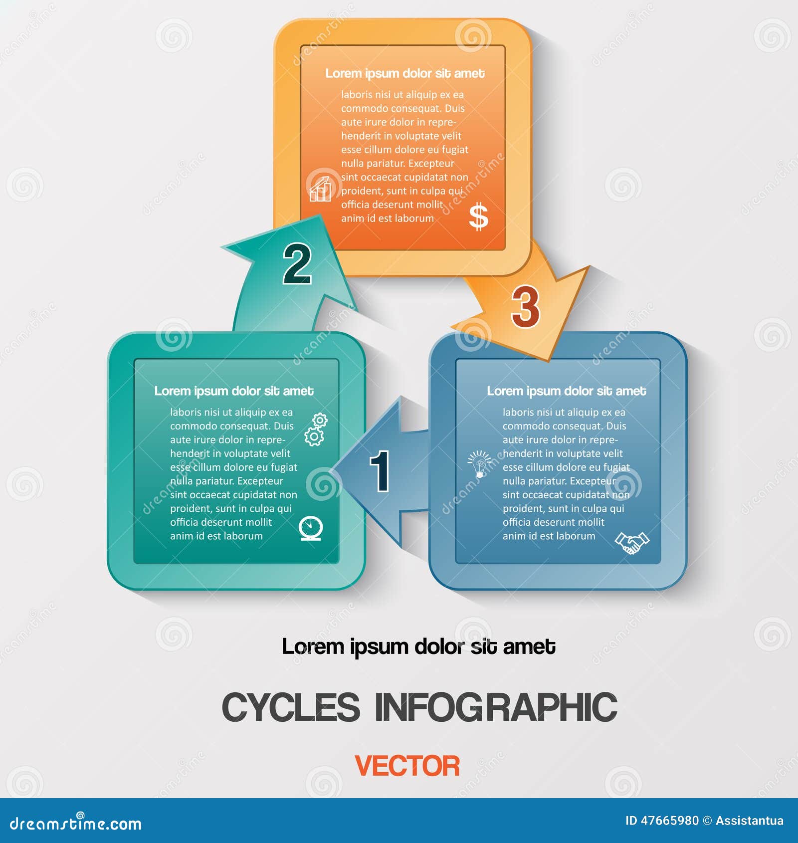 Diagram Cyclic Process, Business Infographic 3 Positions Vector ...