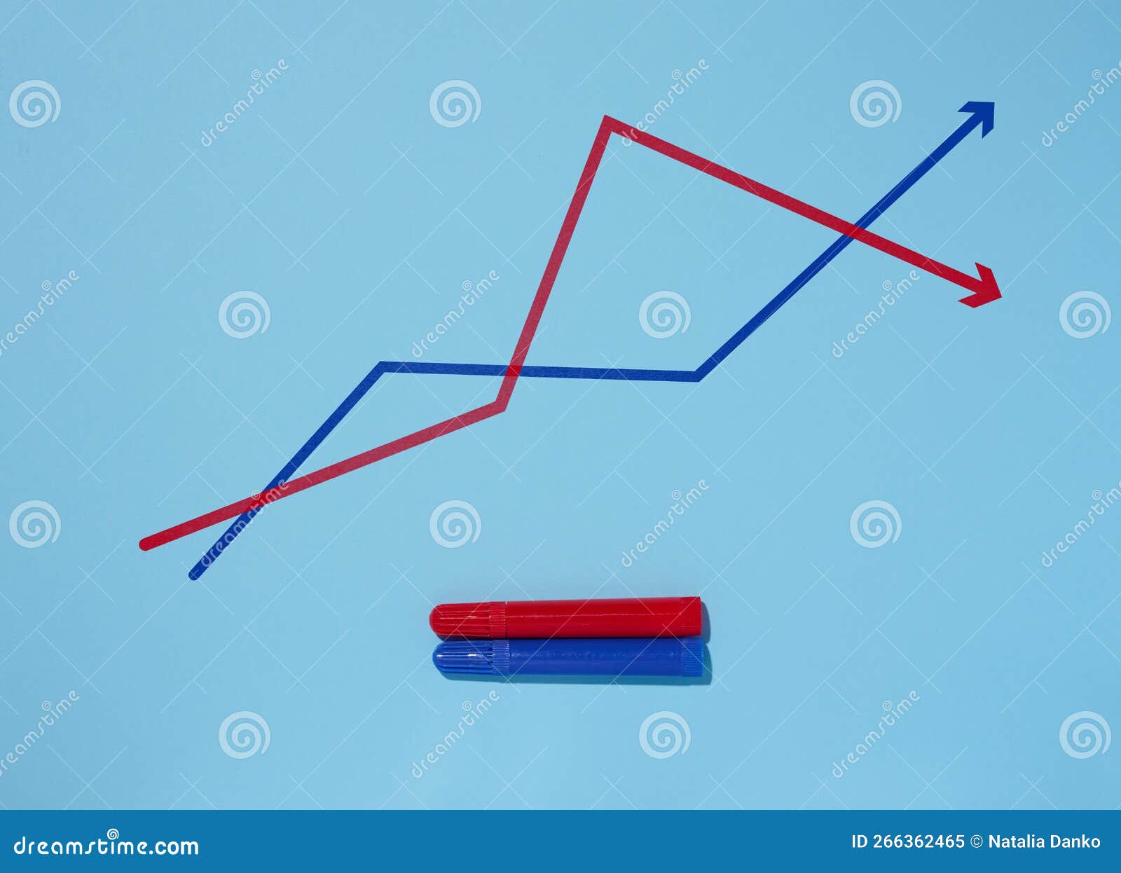 Diagram Drawn with Red and Blue Markers. Report, Statistics and ...