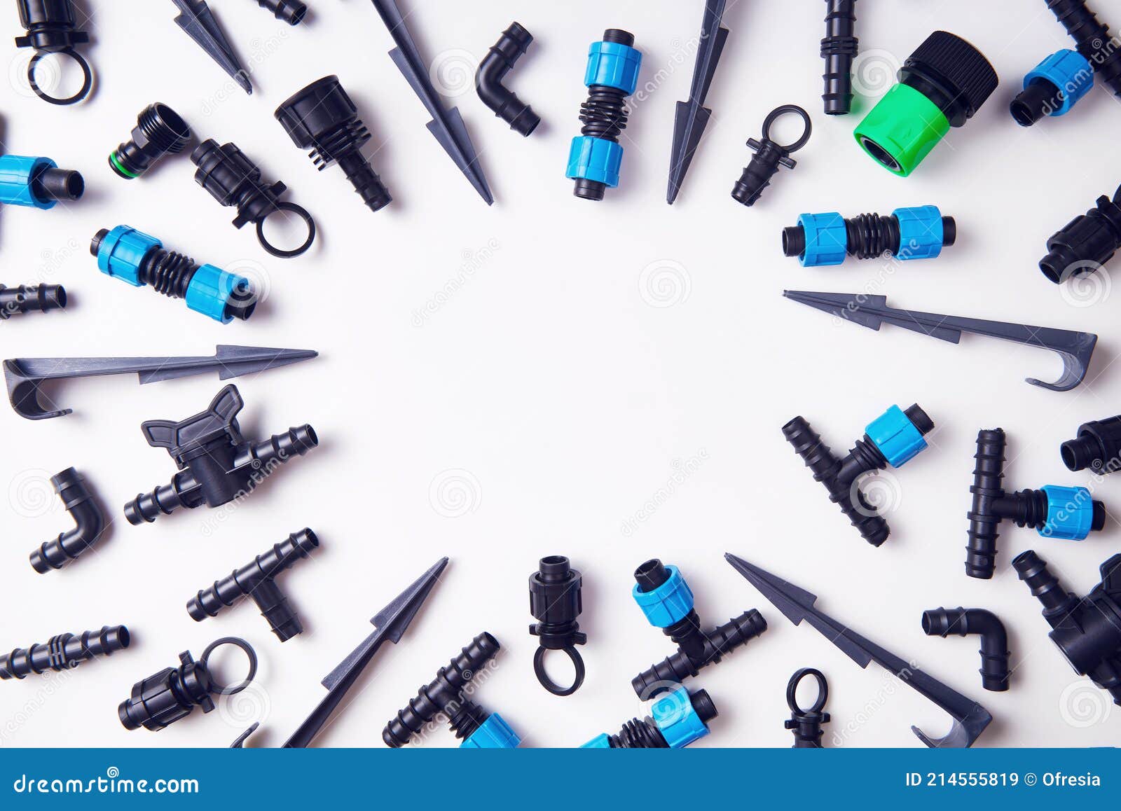 Layout of Drip Irrigation System Close-up on a White Background. Diy ...