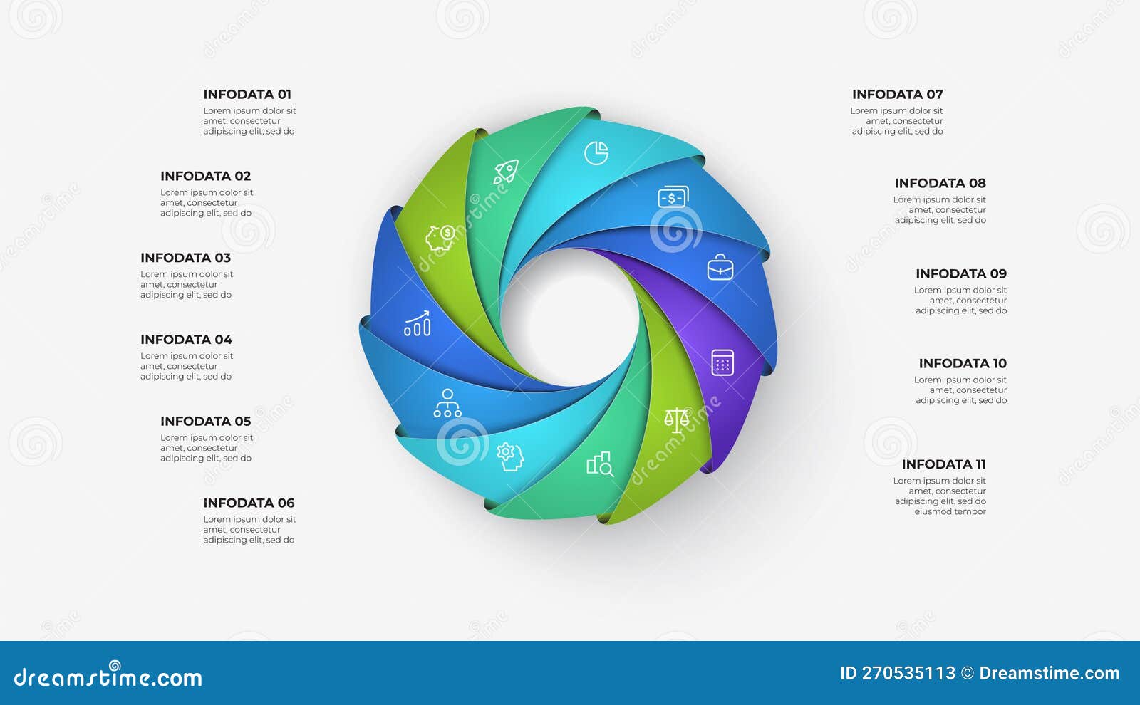 Diagram with Eleven Steps. Slide for Business Presentation Stock Vector ...